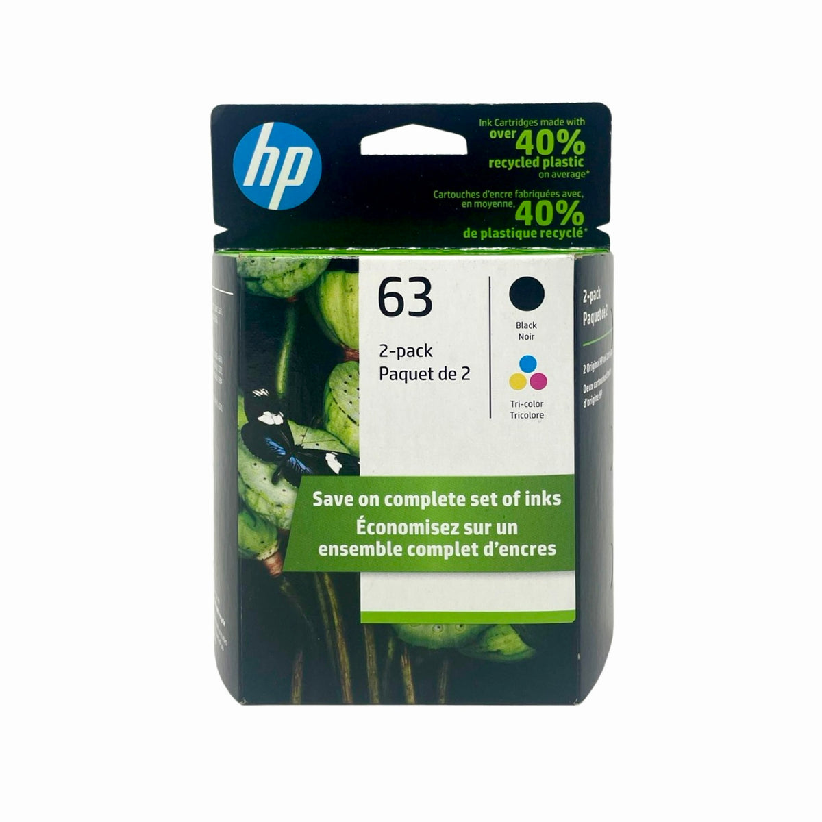 HP 63 ink of 2 Pack Black Tri Color Original Ink Cartridges